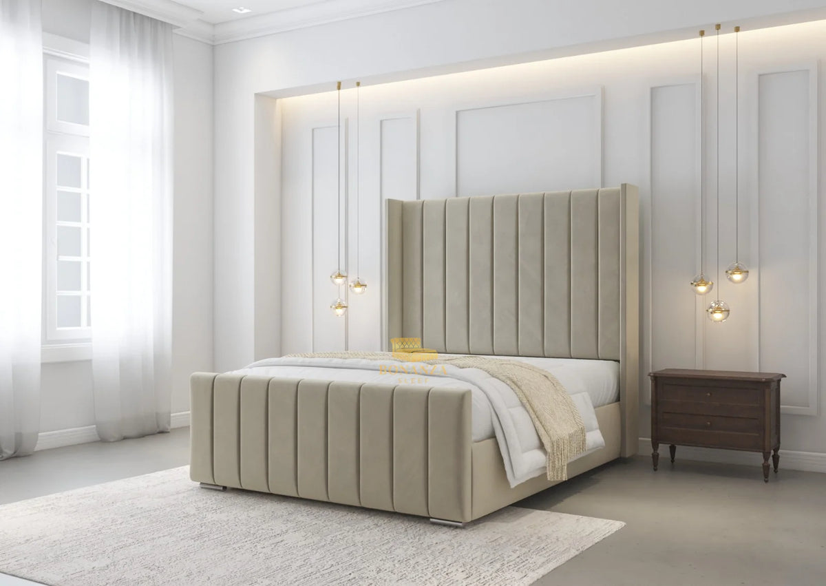 Kendal Wingback Panelled Bed Frame | Optional Storage Available – Bonanza Sleep
